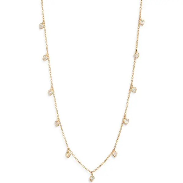 CHILD OF WILD Valentina 24k Vermeil & Cubic Zirconia Heart Station Necklace - Gold