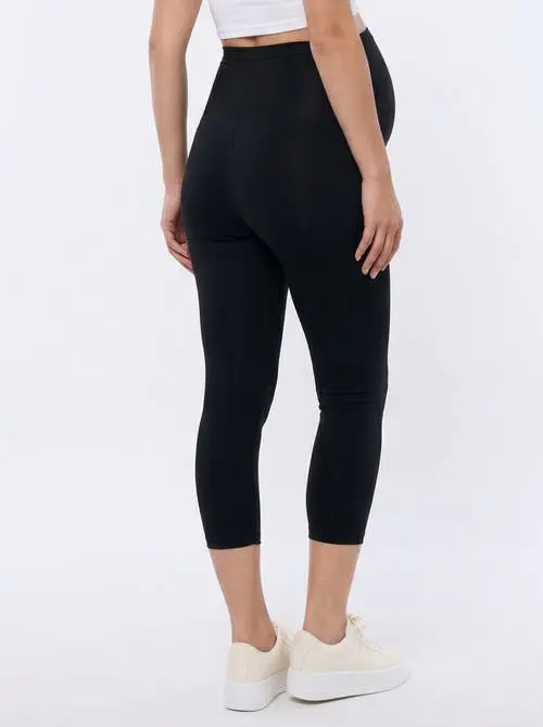 Motherhood Maternity Essential Stretch Secret Fit Over The Belly Maternity Crop Leggings - Black