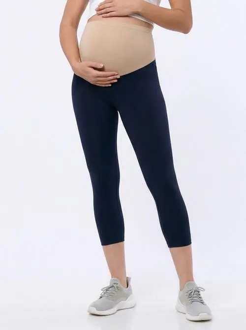 Motherhood Maternity Essential Stretch Secret Fit Over The Belly Maternity Crop Leggings - Navy