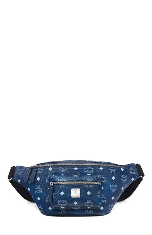 Mcm Fursten Belt Bag In Visetos - Blue