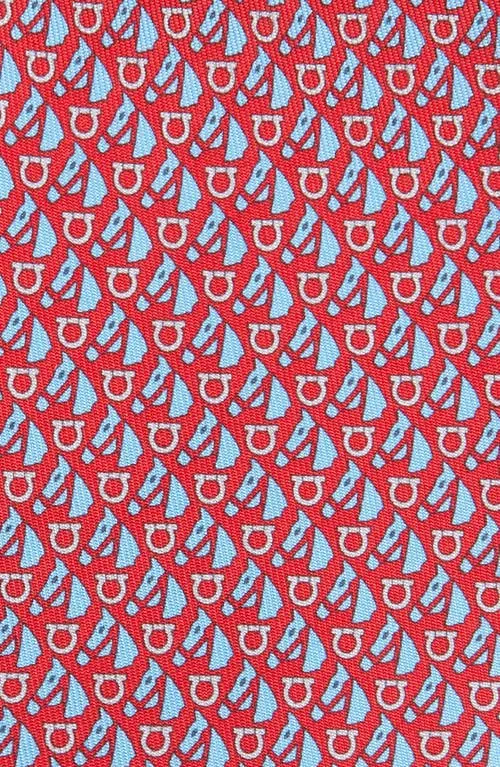 FERRAGAMO Equestrian Print Silk Neck Tie - F.rosso