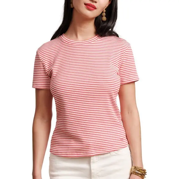 FRANCES VALENTINE Crewneck Ribbed Striped Tee