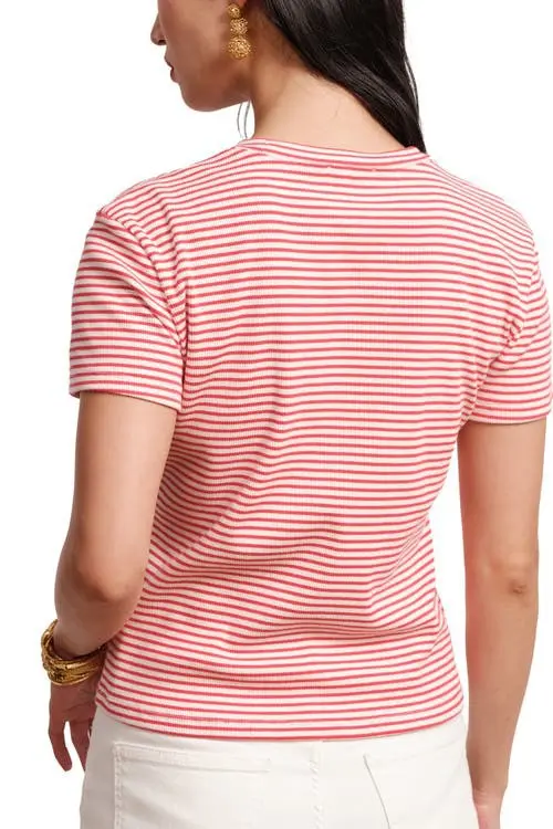 FRANCES VALENTINE Crewneck Ribbed Striped Tee