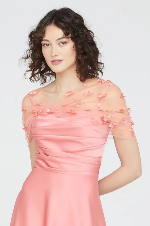 Theia Luella Shawl Draped Gown