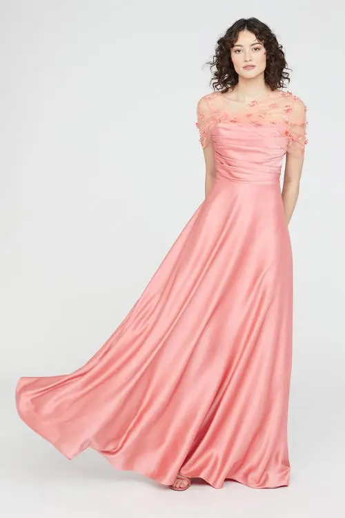 Theia Luella Shawl Draped Gown