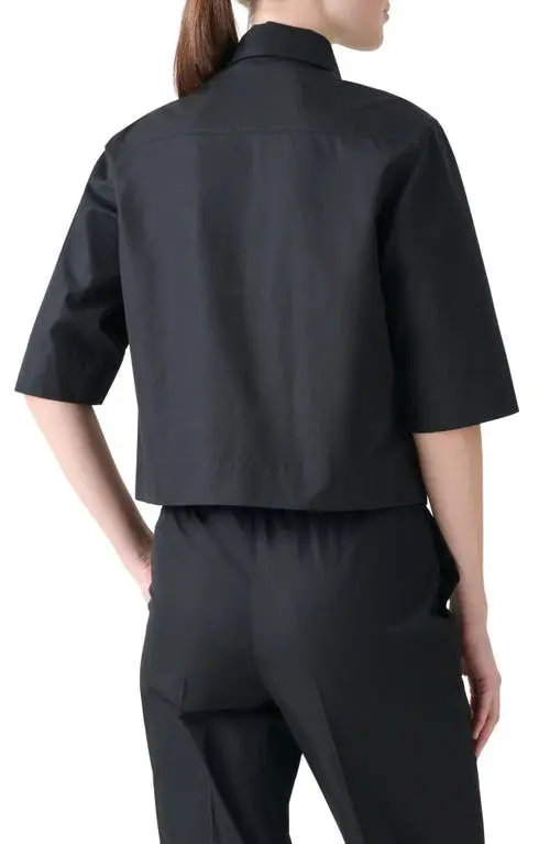 Akris Cotton Poplin Crop Button-down Shirt