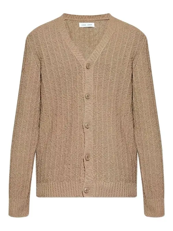 SAMSOE SAMSOE Rib-knit V-neck Cardigan - Neutrals
