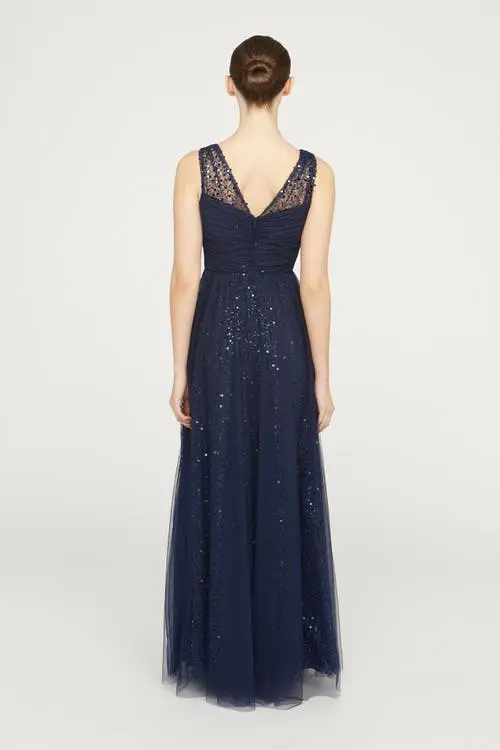 Theia Kiana Beaded V-neck Gown
