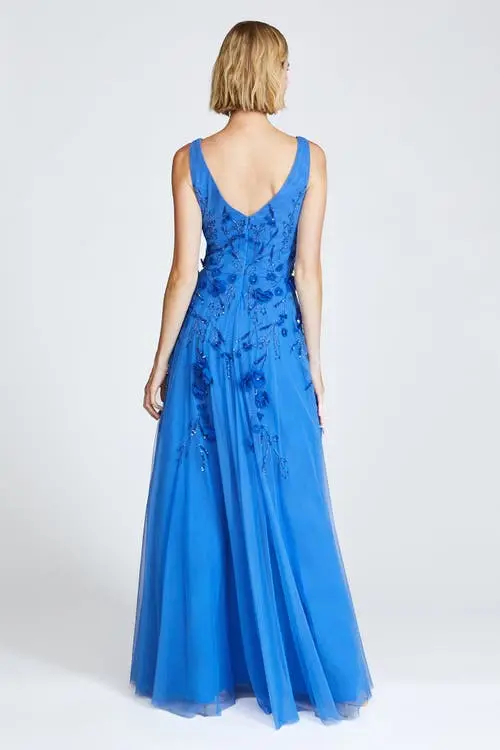 Theia Fabiana Beaded Capelet Gown