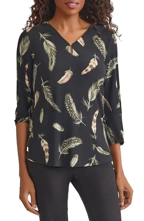 Jones New York Feather Print Knit Top