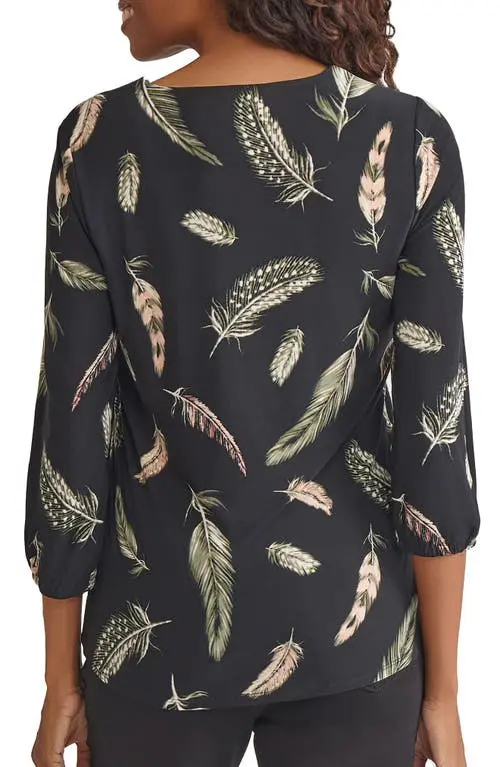 Jones New York Feather Print Knit Top
