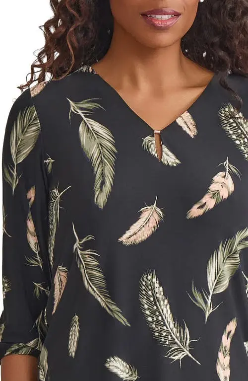 Jones New York Feather Print Knit Top