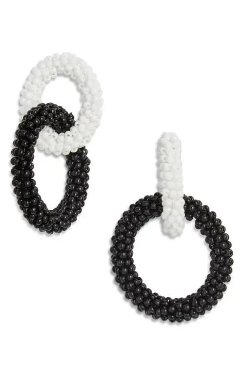 Nordstrom Color Pop Double Hoop Earrings - White- Black
