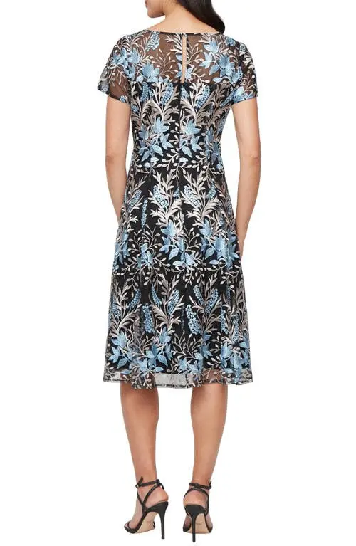 Sl Fashions Floral Embroidered A-Line Dress - Black Blue Multi |  Editorialist