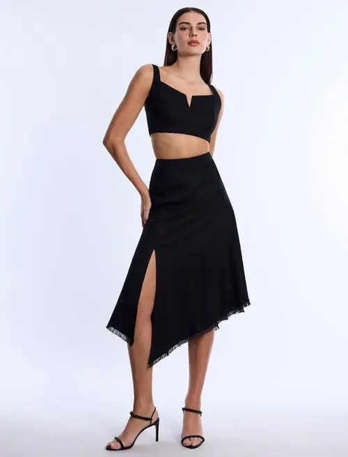 Bcbgmaxazria High Slit Flared Skirt