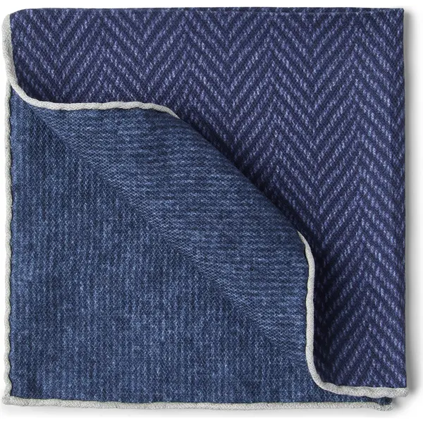 Brunello Cucinelli Chevron Pocket Square - Navy Blue