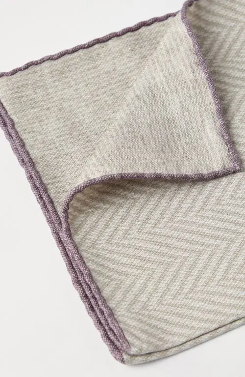 Brunello Cucinelli Chevron Pocket Square - Salt