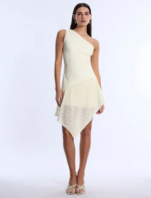Bcbgmaxazria Georgette Pleated One-shoulder Midi Dress