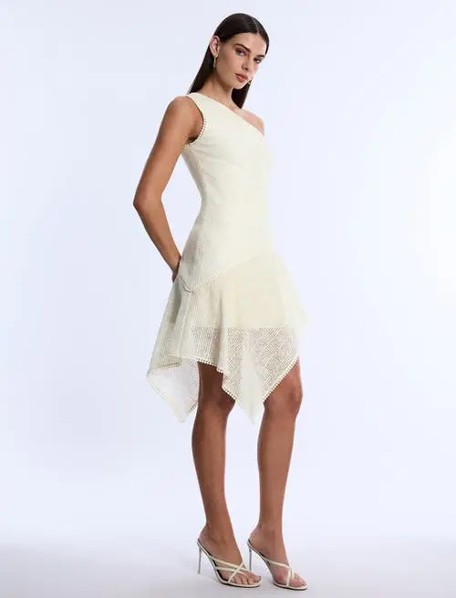 Bcbgmaxazria Georgette Pleated One-shoulder Midi Dress