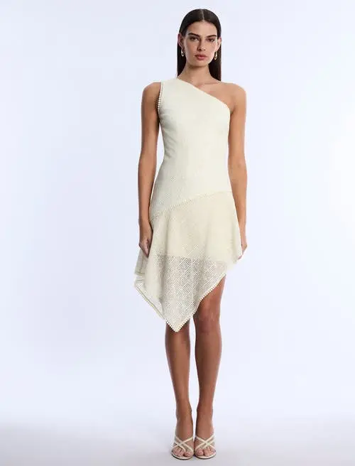 Bcbgmaxazria Georgette Pleated One-shoulder Midi Dress