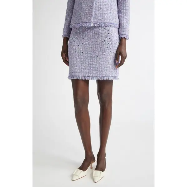 St. John Tweed Skirt - Light Violet/ Blue Lagoon