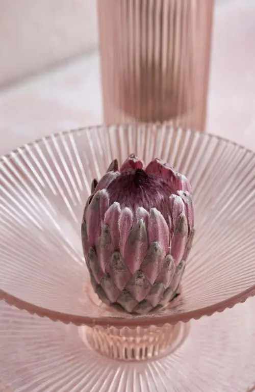 THE COLLECTIVE HOME Pressed Pink Glass Low Bowl