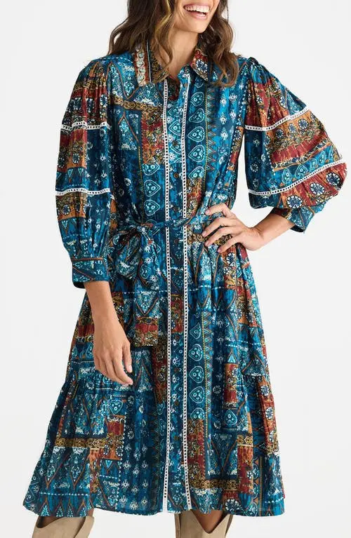 TALISMAN THE LABEL Castella Patchwork Print Shirt Dress