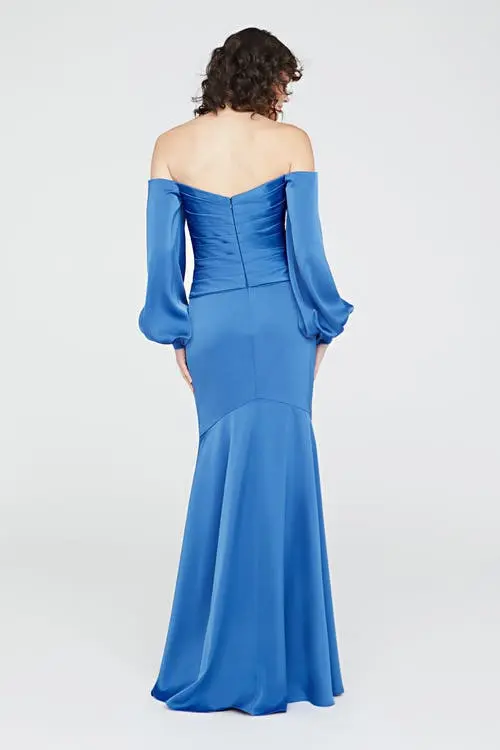 Theia Milenia Draped Sleeve Gown