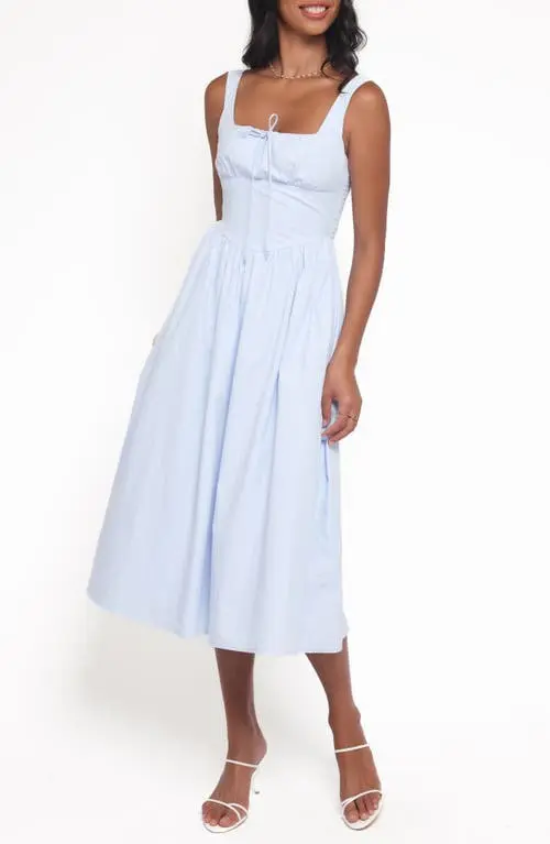 PETAL & PUP Kinslee Corset Cotton-blend Midi Dress - Blue