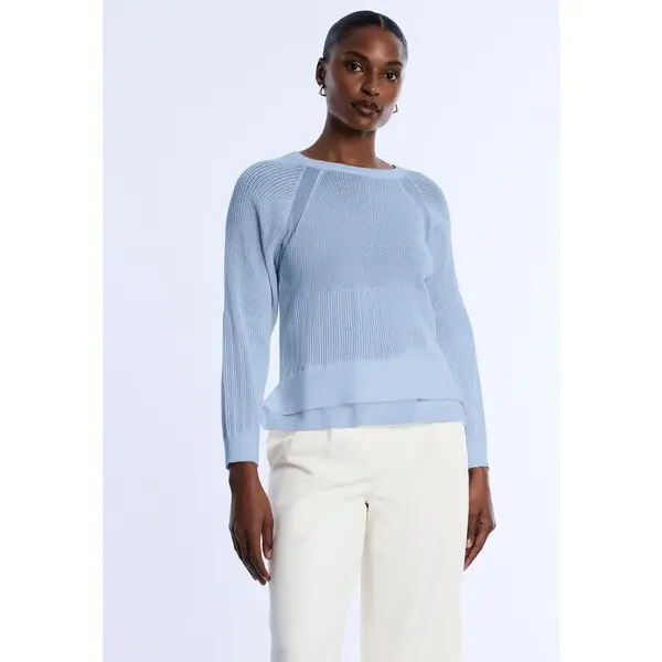 Bcbgmaxazria Pointelle Knit Sweater - Cloud
