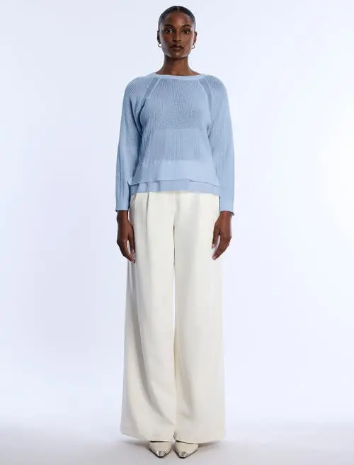 Bcbgmaxazria Pointelle Knit Sweater - Cloud