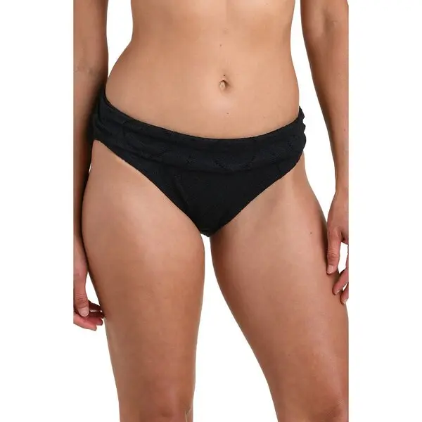 La Blanca Mantra Medallion Shirred Hipster Bikini Bottom - Black