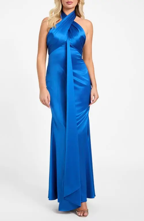 MARCIANO Aretha Halter Satin Gown