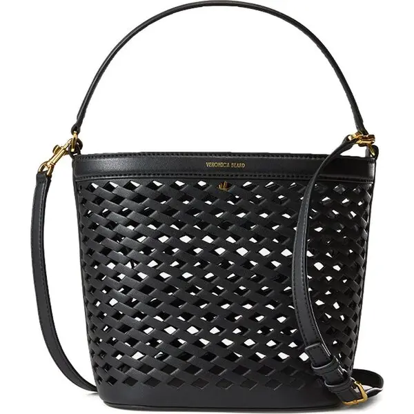 Veronica Beard Small Perforated Leather Bucket Bag