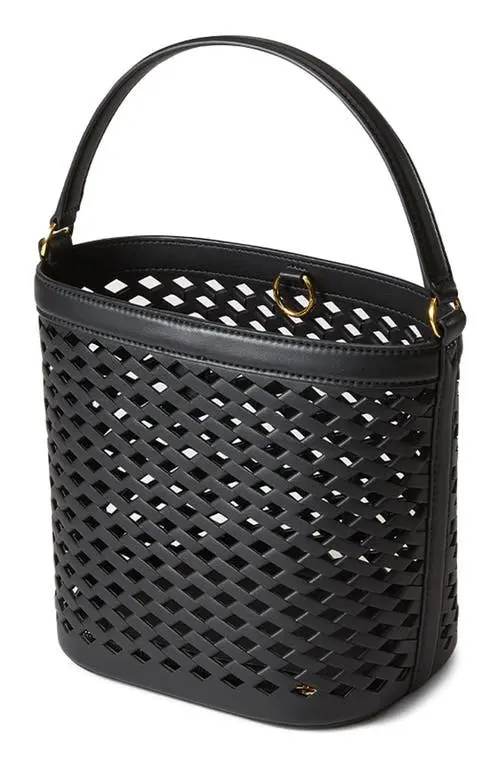 Veronica Beard Small Perforated Leather Bucket Bag