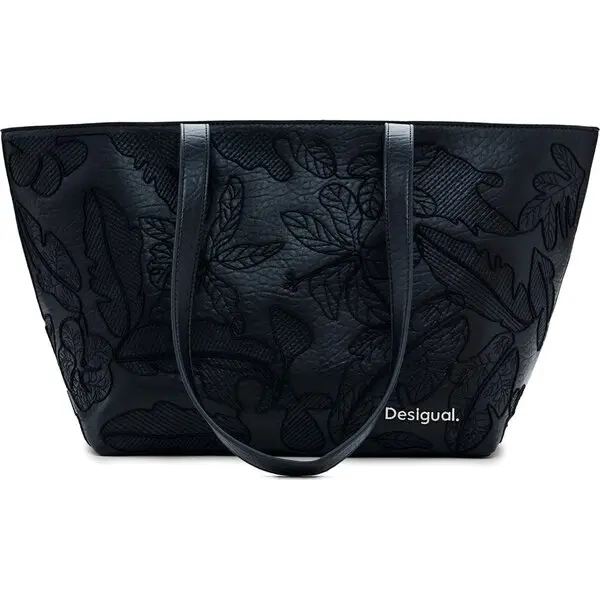 Desigual Leaf Jacquard Faux Leather Tote