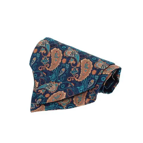 Trafalgar Paisley Silk Ascot - Blue Paisley