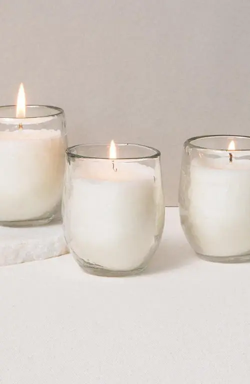 THE COLLECTIVE HOME Pebbled Filled Votive Candlesset Of 3 - White