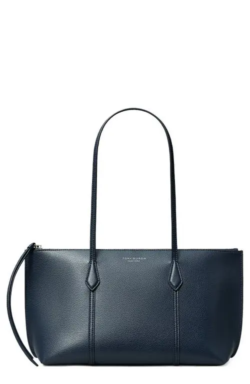 Tory Burch Small Perry Leather Zip Tote - Dark Sky