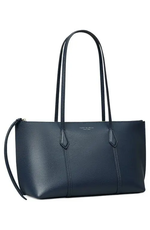 Tory Burch Small Perry Leather Zip Tote - Dark Sky