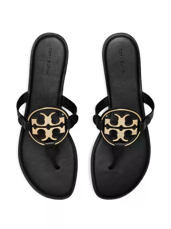 Tory Burch Miller Logo Thong Sandals - Black