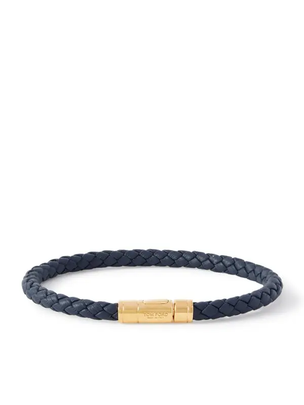 TOM FORD Woven Leather Bracelet - Blue