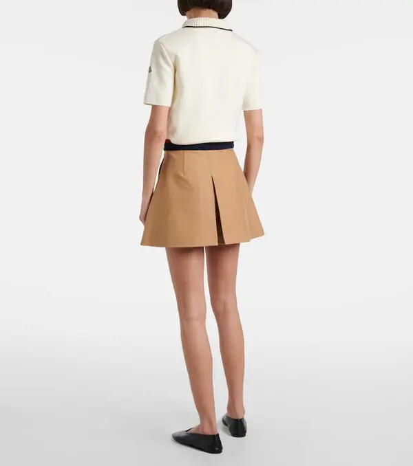 Moncler Pleated Cotton Miniskirt - Beige