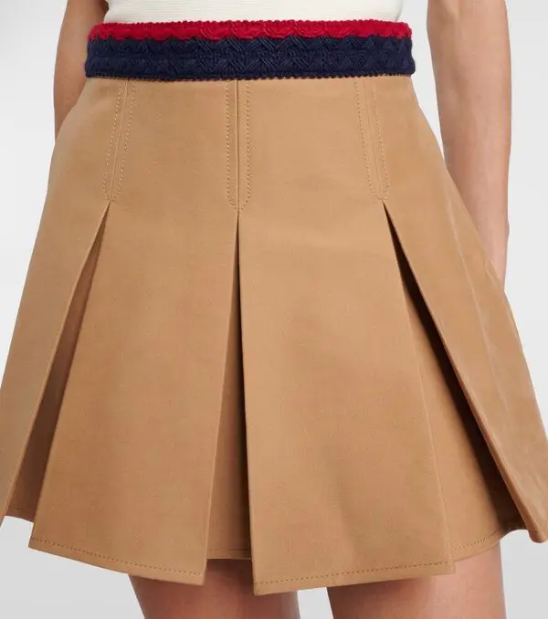Moncler Pleated Cotton Miniskirt - Beige