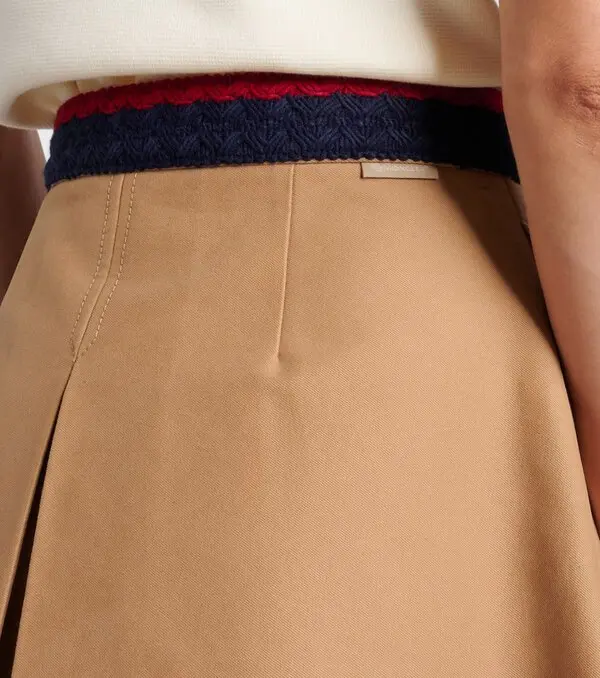 Moncler Pleated Cotton Miniskirt - Beige