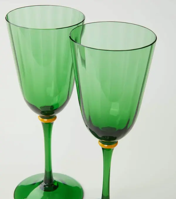 La DoubleJ Rainbow Set Of 2 Wine Glasses - Green