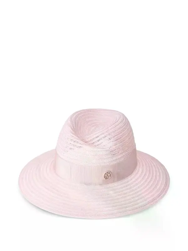 MAISON MICHEL Logo-plaque Straw Hat - Pink