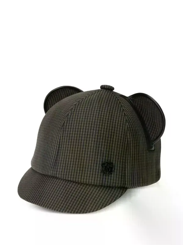 MAISON MICHEL Plaid Cap - Brown