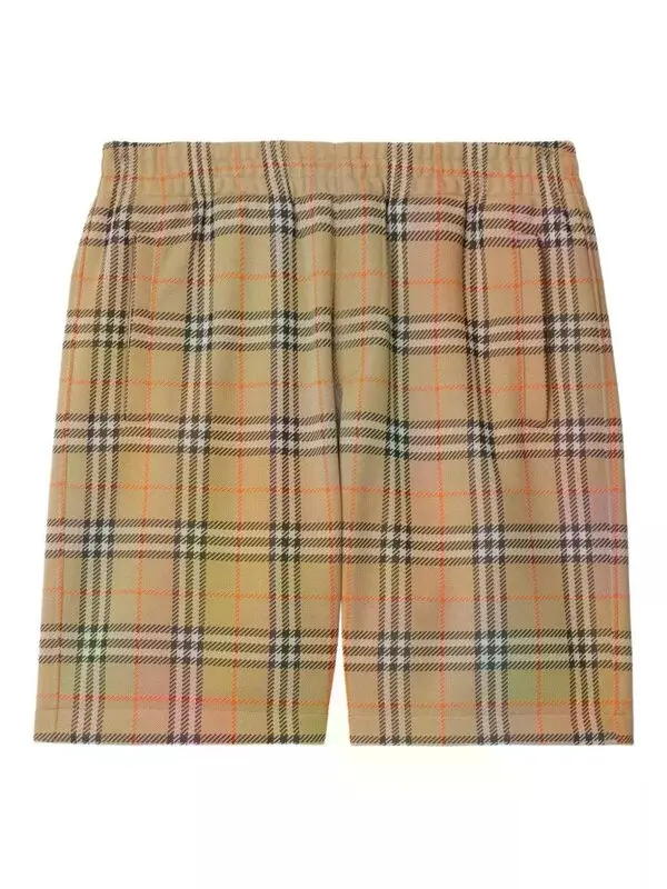 Burberry Checked Jersey Shorts - Neutrals