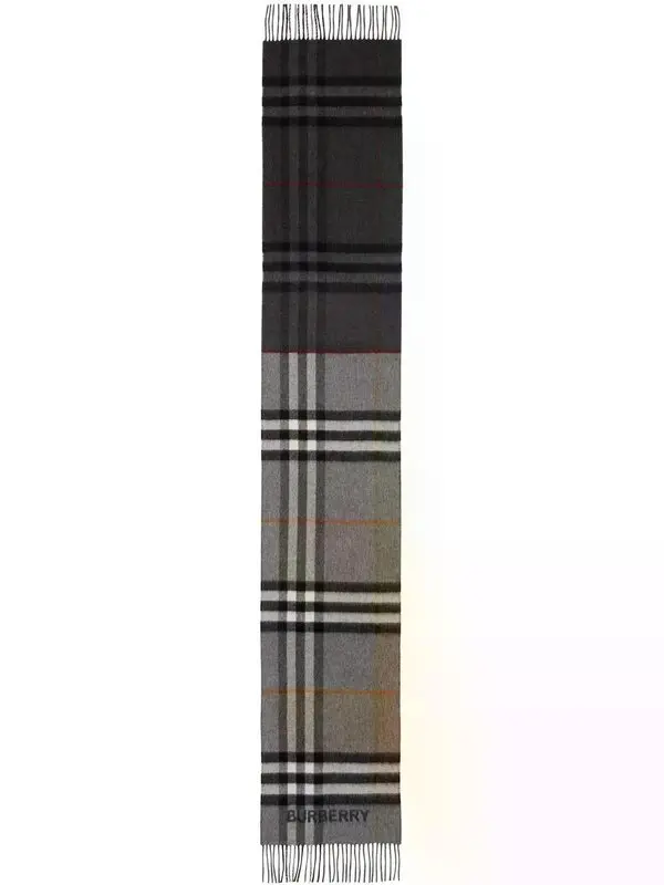 Burberry Checked Pattern Scarf - Grey